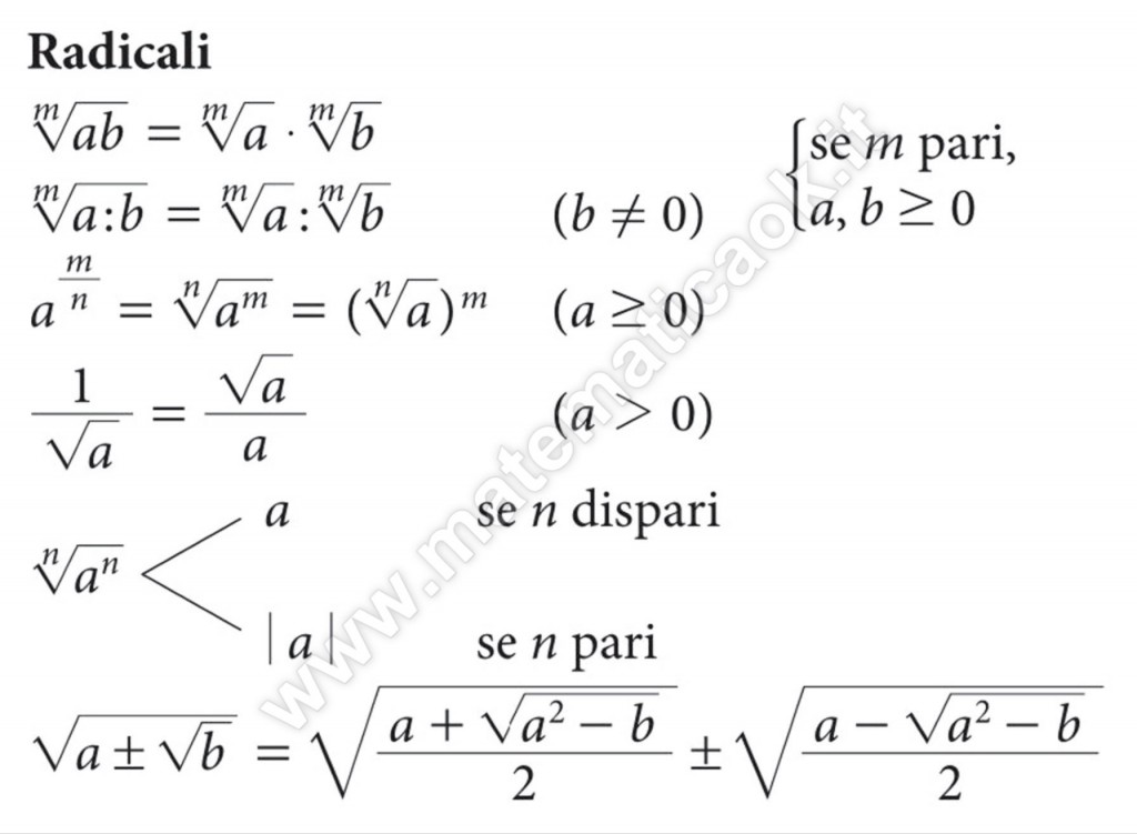 Proprietà dei radicali – μatematicaΘk